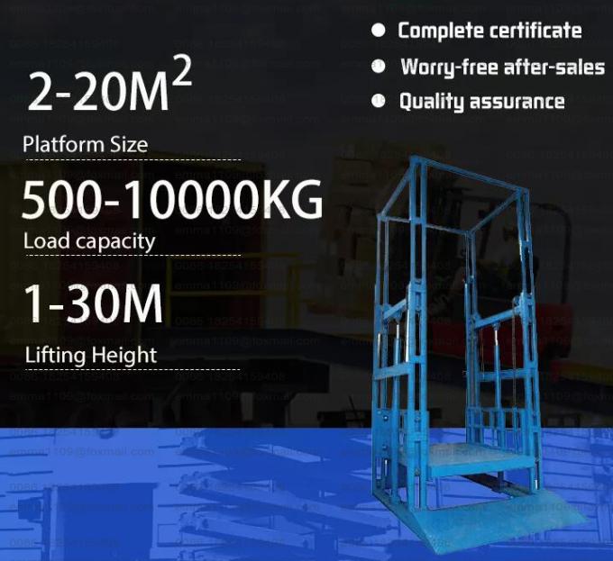 Outdoor 3m to 15m Cargo Material Lift Platform Single and Double Rail