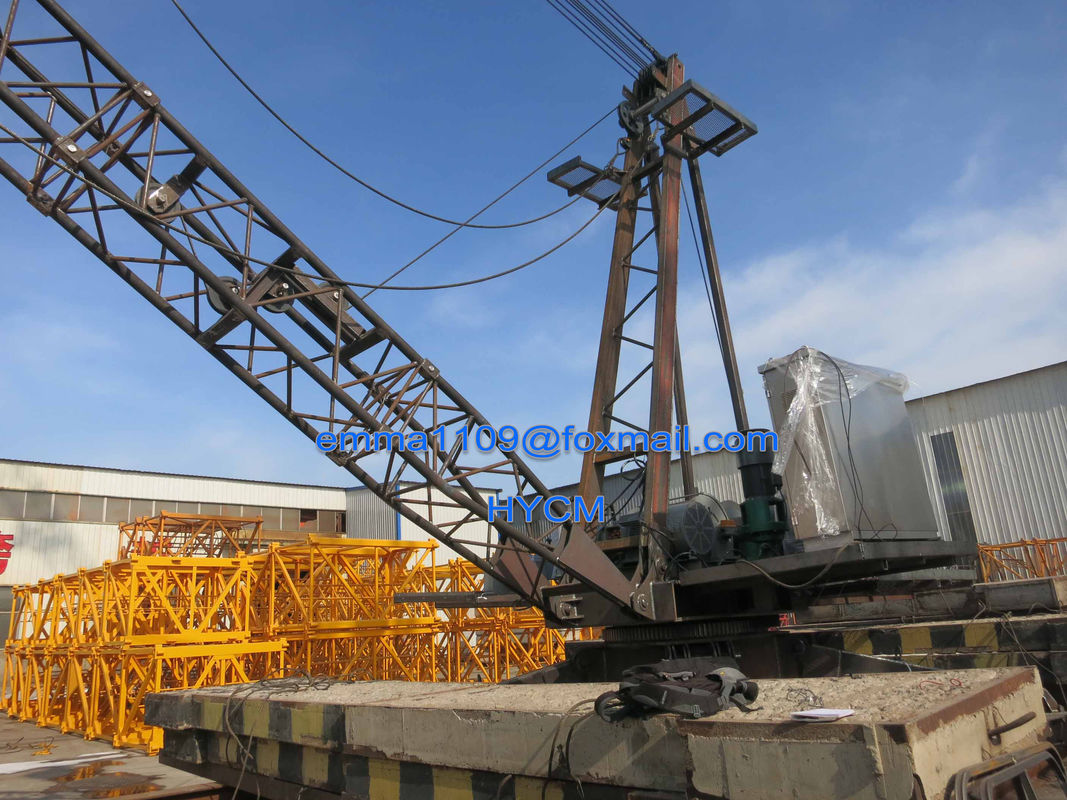 QD100 Derrick Tower Crane 10t load 18m Luffing Jib Working Test at Factory