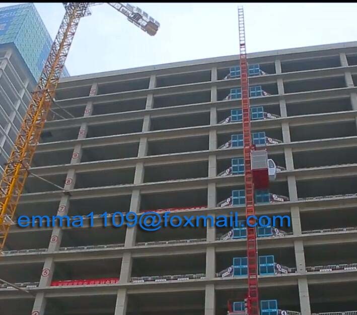 SC200 2 tons 60m Building Site Hoist with Wall tie Mast Section Climbing